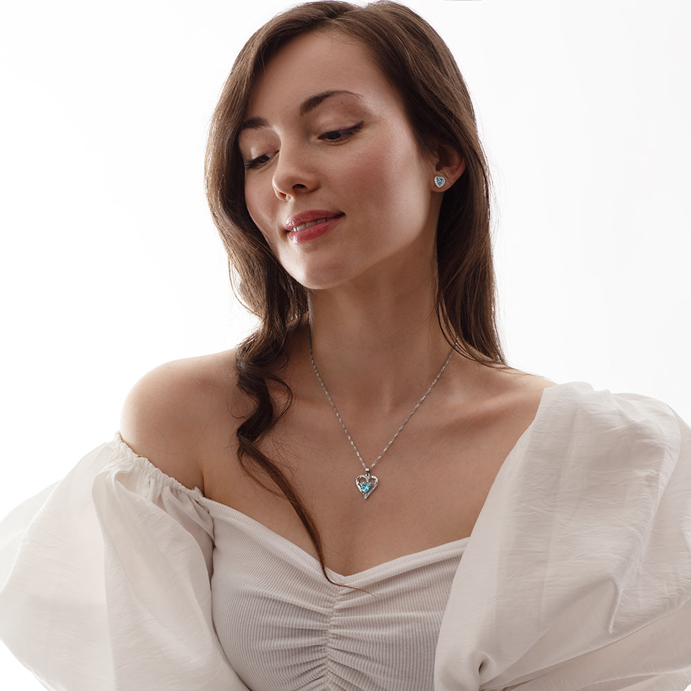 Women's Jewellery Set Heart Necklace Heart Earrings DEPHINI