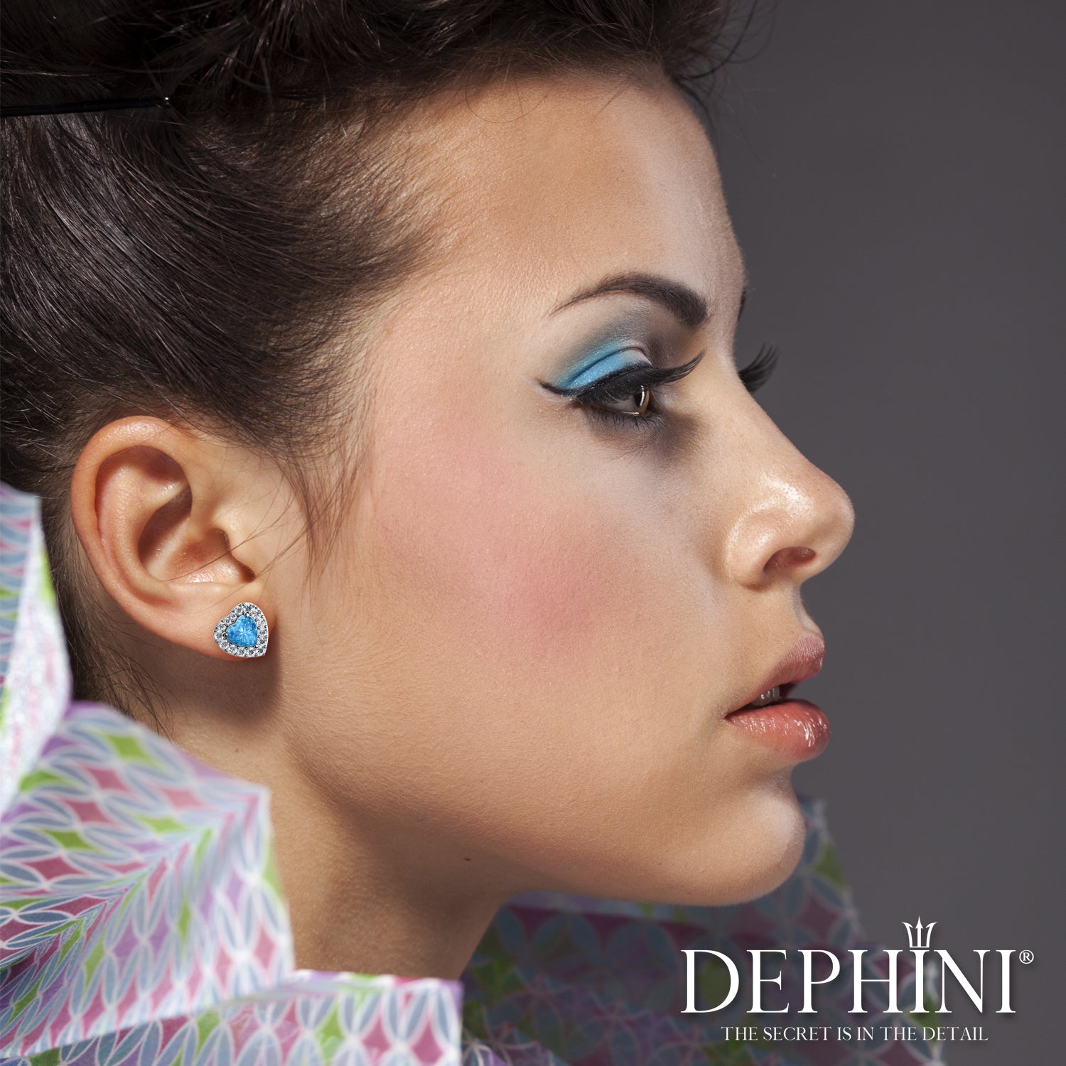 Heart Stud Earrings 925 Sterling Silver Heart CZ DEPHINI