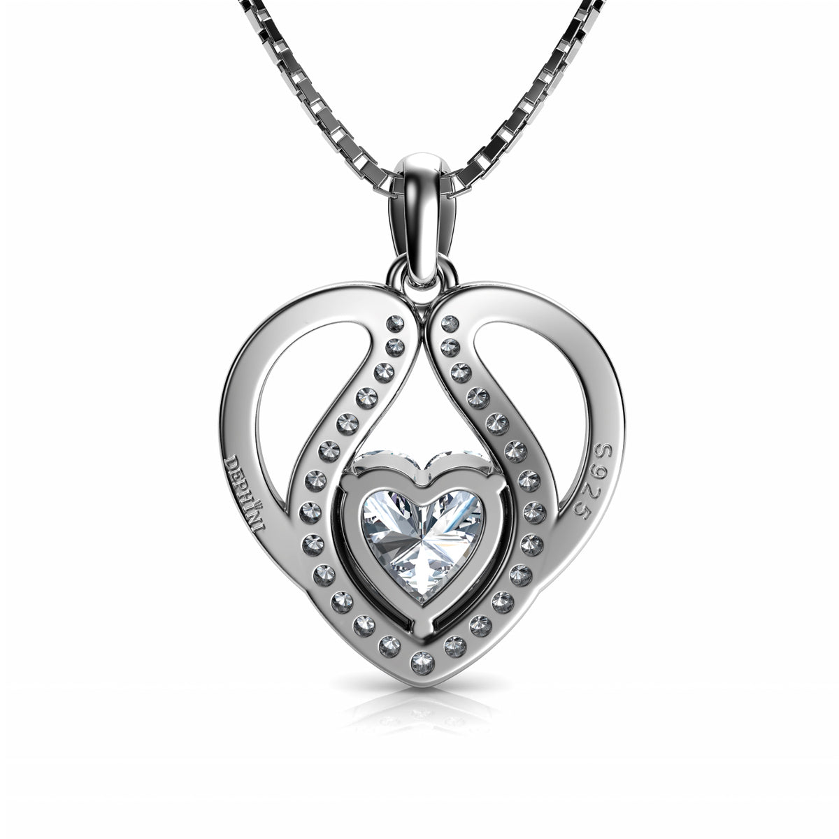 DEPHINI - Cute Necklace - 925 Sterling Silver Heart - Gift