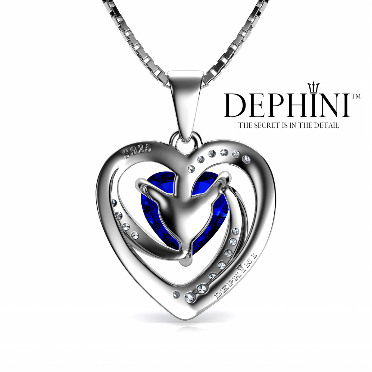 Blue Heart Necklace | Sterling Silver Heart Pendant Dephini